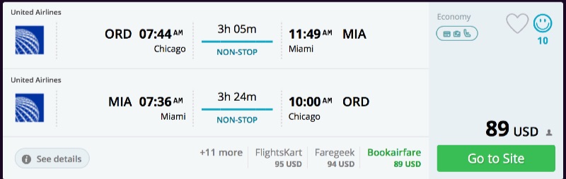 Chicago to Miami and vice versa for $89 R/T nonstop | Airfare Spot